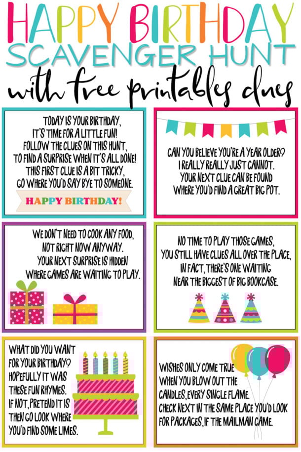A Super Fun Birthday Scavenger Hunt {free Printable } Play Party Plan
