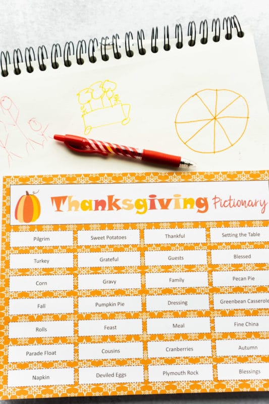 Easy Thanksgiving Pictionary Game (FREE Printable) - Play Party Plan