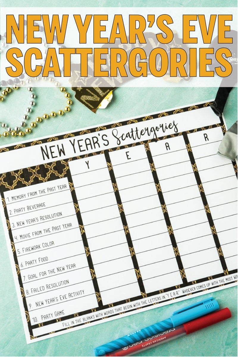 New Year's Scattergories Free Printable | Gerald Printable