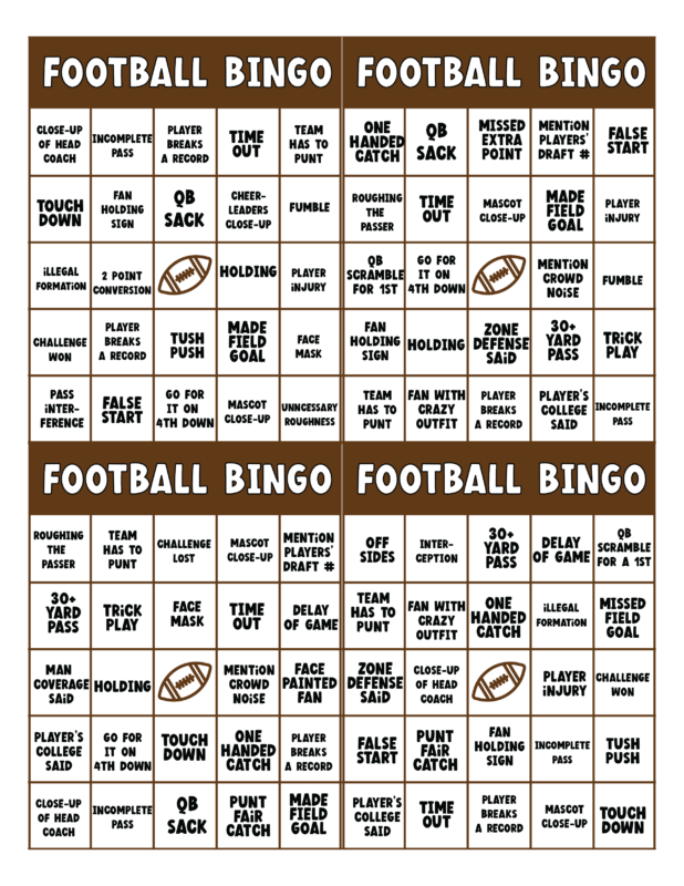Free Printable Football Bingo Cards - Play Party Plan