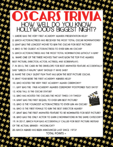 Free Printable Oscar Trivia Game - Play Party Plan