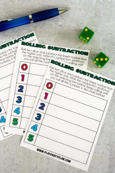 Free Printable Math Dice Games - Play Party Plan