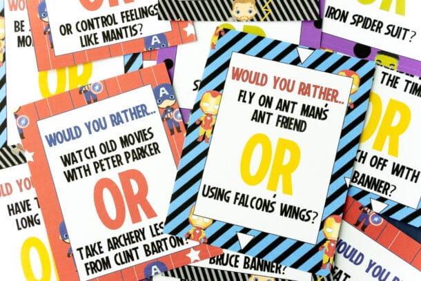 50+ Marvel Would You Rather Questions {Free Printable} - Play Party Plan