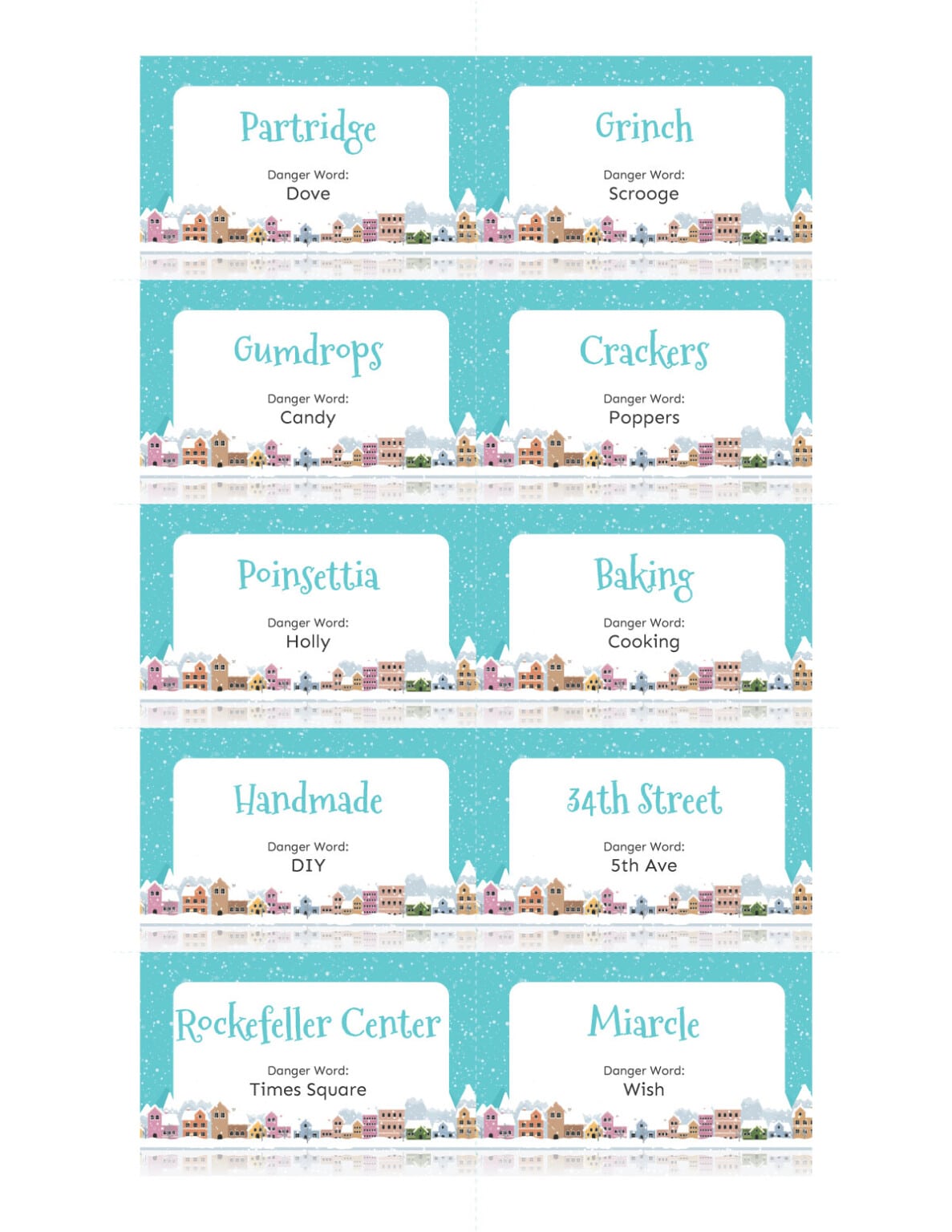 Free Printable Christmas Danger Words Game Play Party Plan Free Printable Christmas Danger Words Game Play Party Plan
