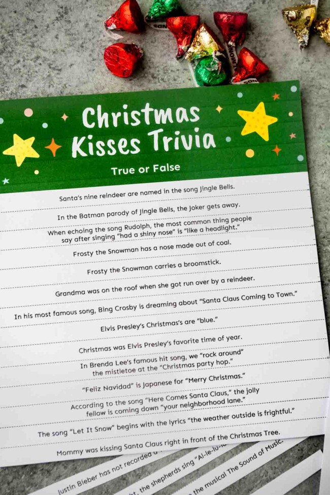 Christmas Kisses Christmas Trivia Game - Play Party Plan