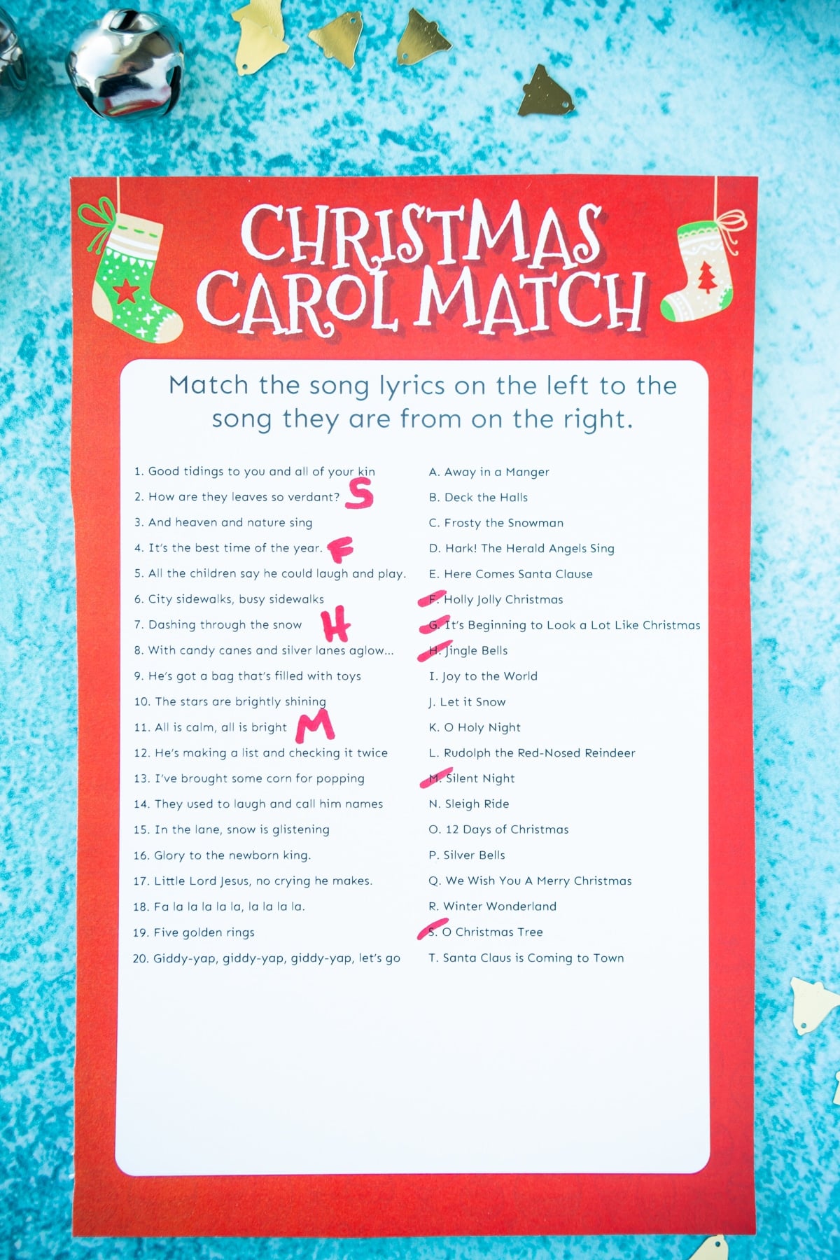 Christmas Song Lyrics Trivia Printable | Gerald Printable