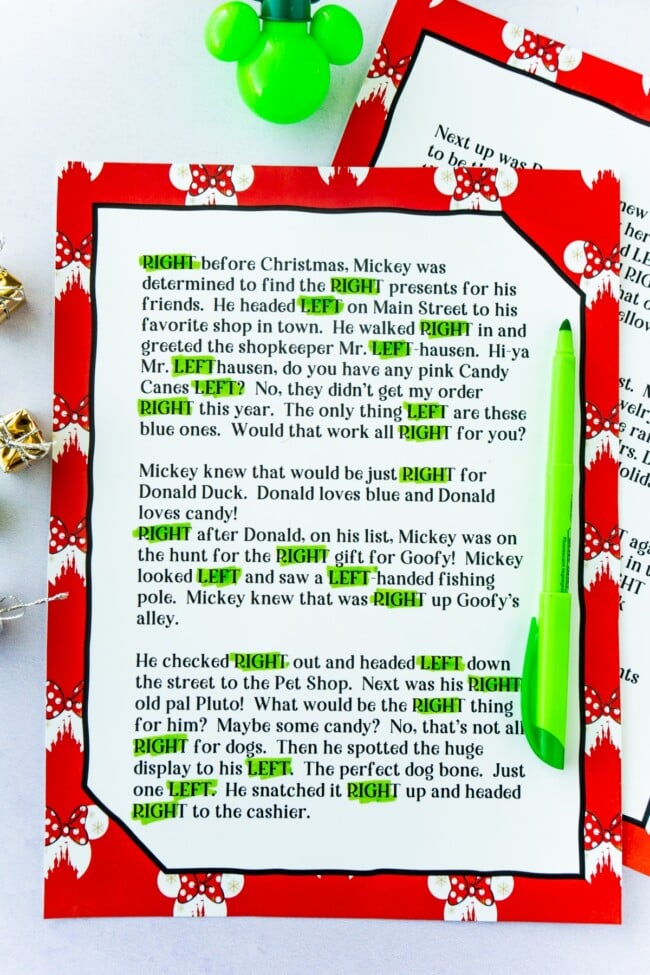 Fun Left Right Christmas Game (4 Printable Stories) - Play Party Plan