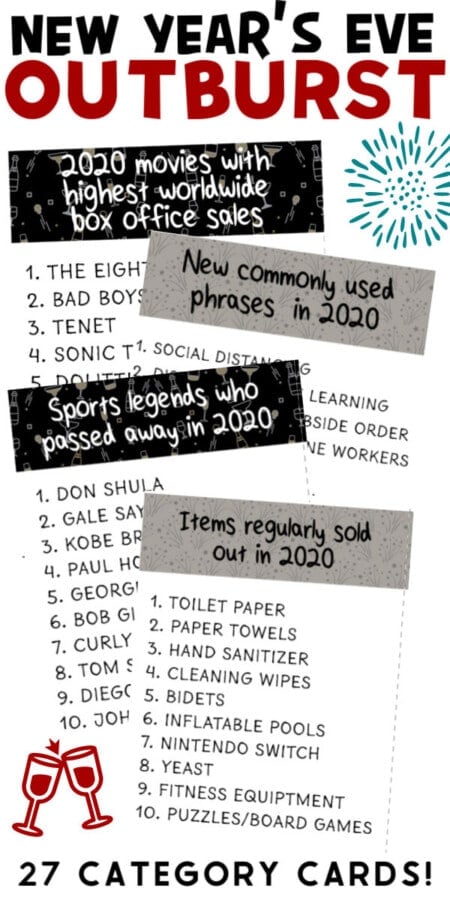 Free Printable New Year's Eve Outburst Game - Play Party Plan