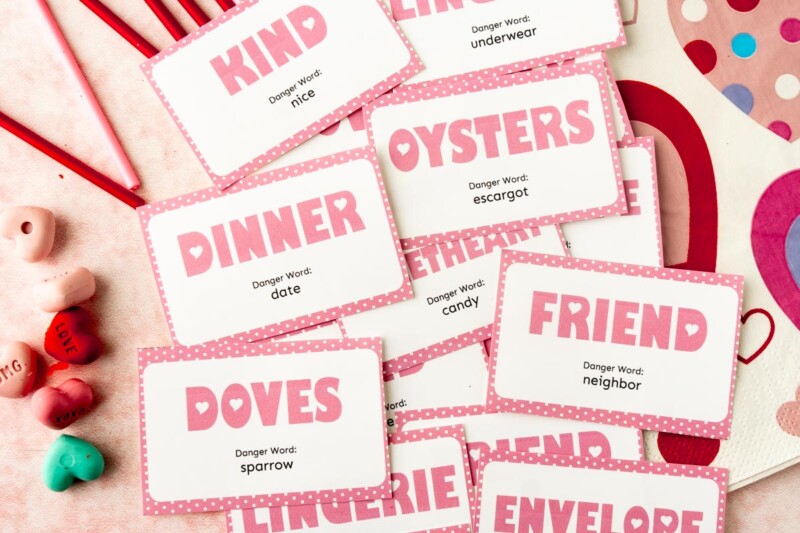 Valentines Danger Word Game List {Free Printables} - Play Party Plan