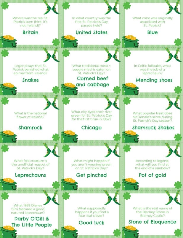 Free Printable St. Patrick's Day Trivia Questions - Play Party Plan