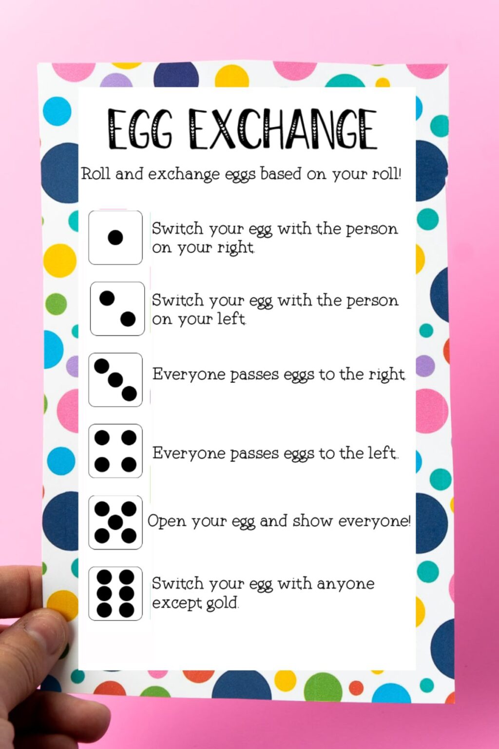 Free Printable Easter Dice Game