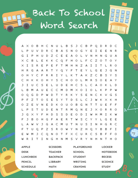 Back to School Word Search {FREE Printable!} - Play Party Plan