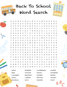 Back to School Word Search {FREE Printable!} - Play Party Plan