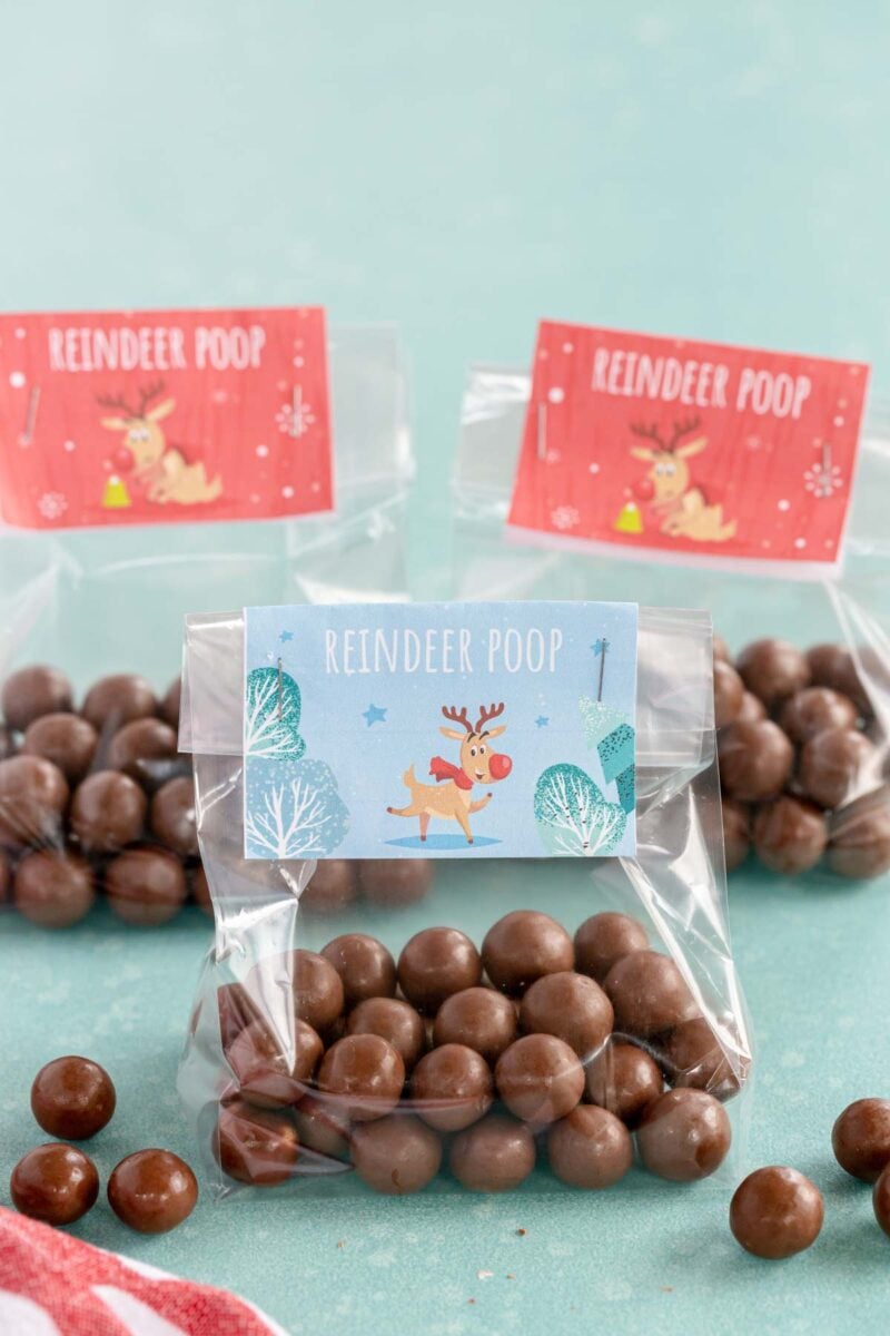 Free Printable Reindeer Poop and Reindeer Treat Tags - Play Party Plan