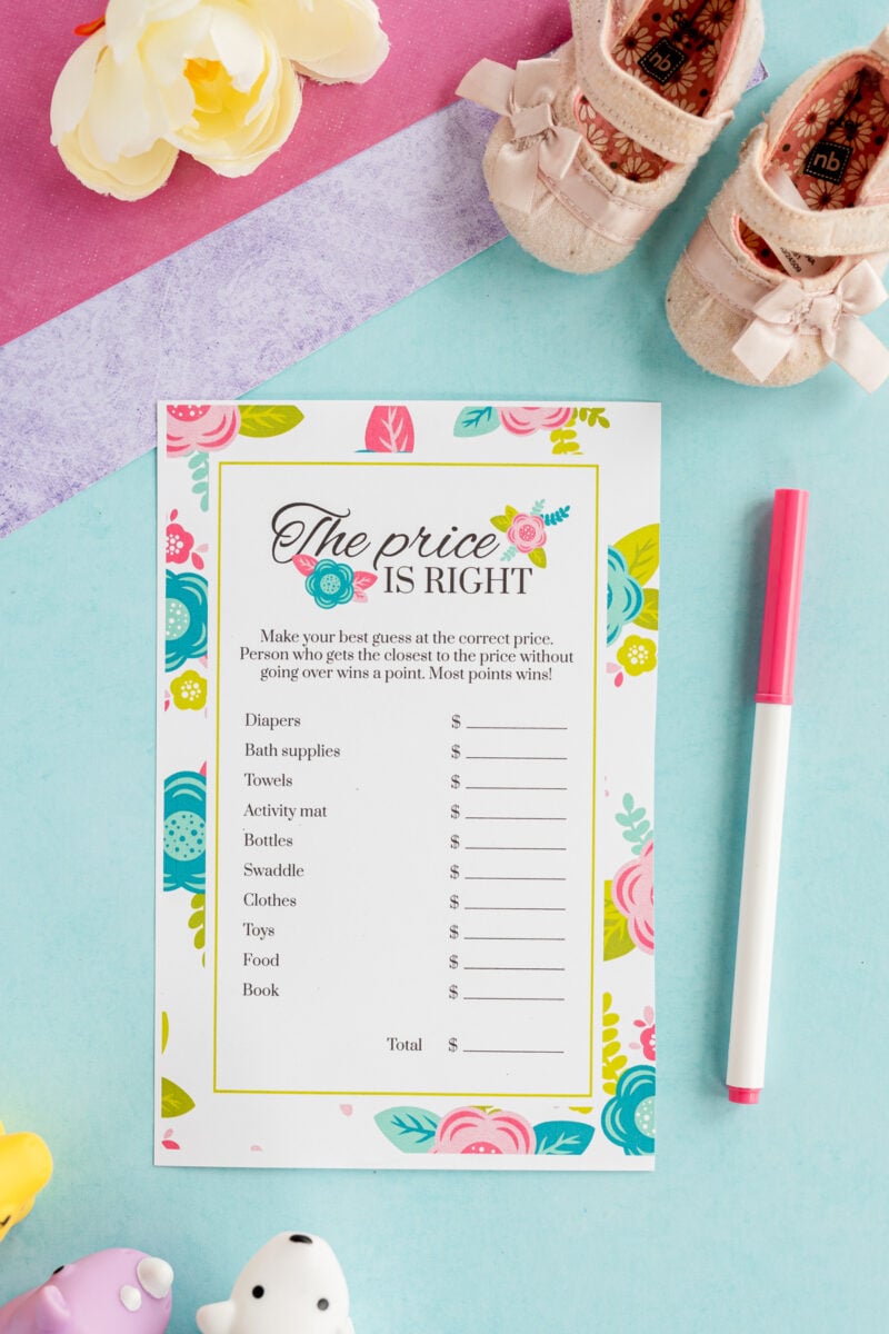 Free Printable Baby Shower Price is Right Game - Play Party Plan