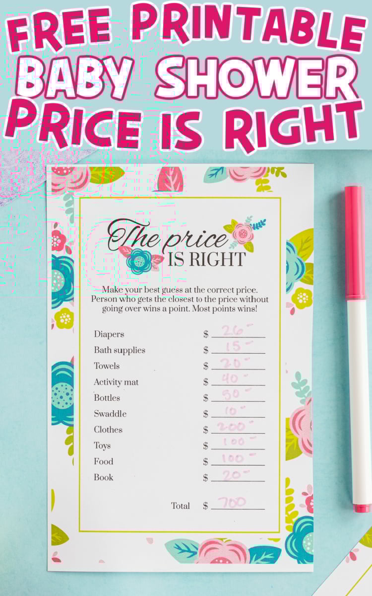 Free Printable Baby Shower Price is Right Game - Play Party Plan