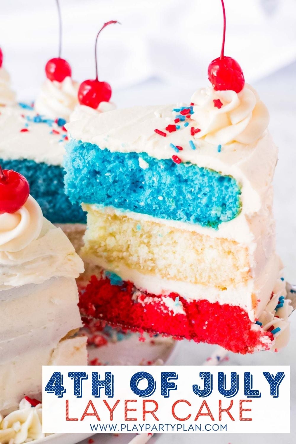 Red White and Blue Layer Cake Recipe for 4th of July - Play Party Plan
