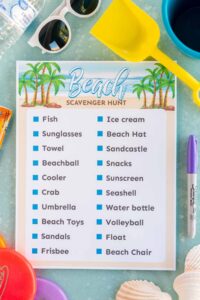 Free Printable Beach Scavenger Hunt for Kids - Play Party Plan