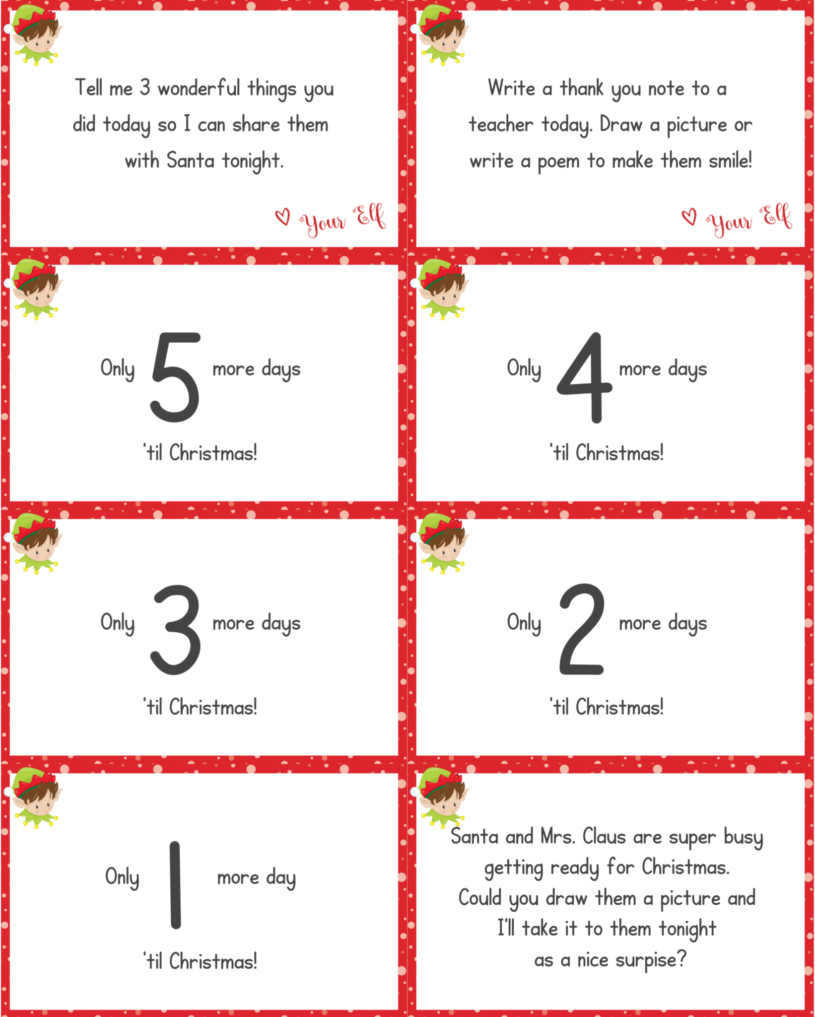 32 Free Elf on the Shelf Printable Notes - Play Party Plan