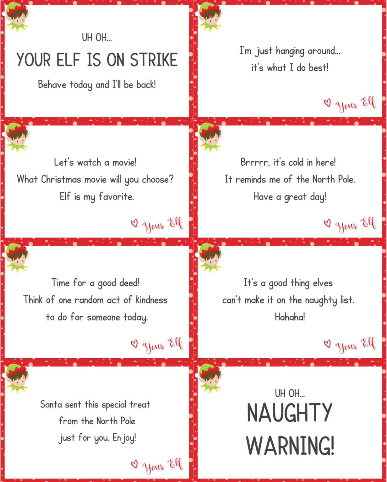 32 Free Elf on the Shelf Printable Notes - Play Party Plan