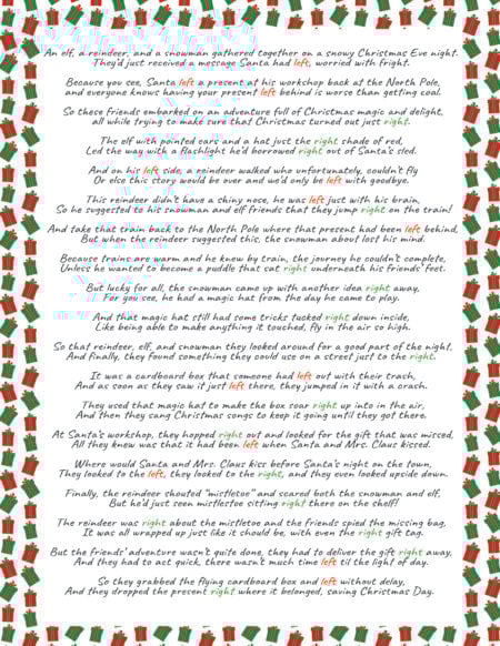 Fun Left Right Christmas Game (4 Printable Stories) - Play Party Plan