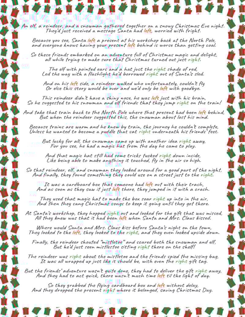 Fun Left Right Christmas Game (4 Printable Stories) - Play Party Plan