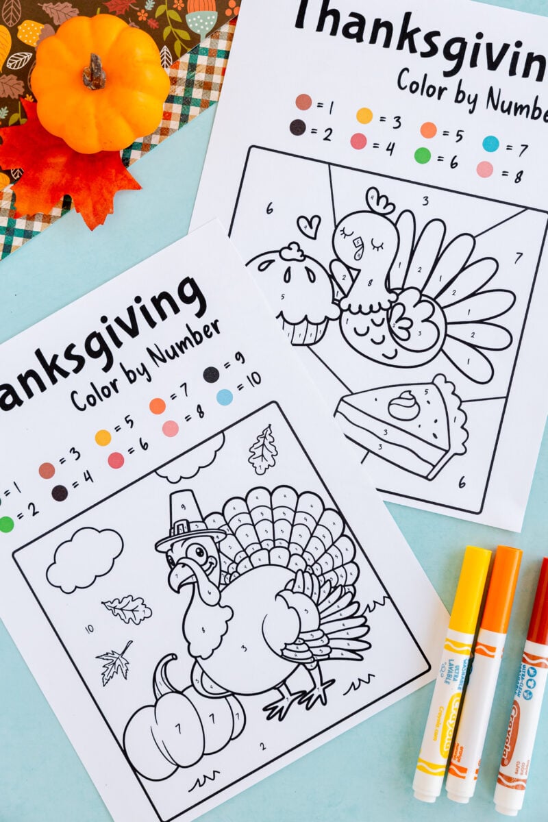 Free Thanksgiving Color by Number Pages - Play Party Plan