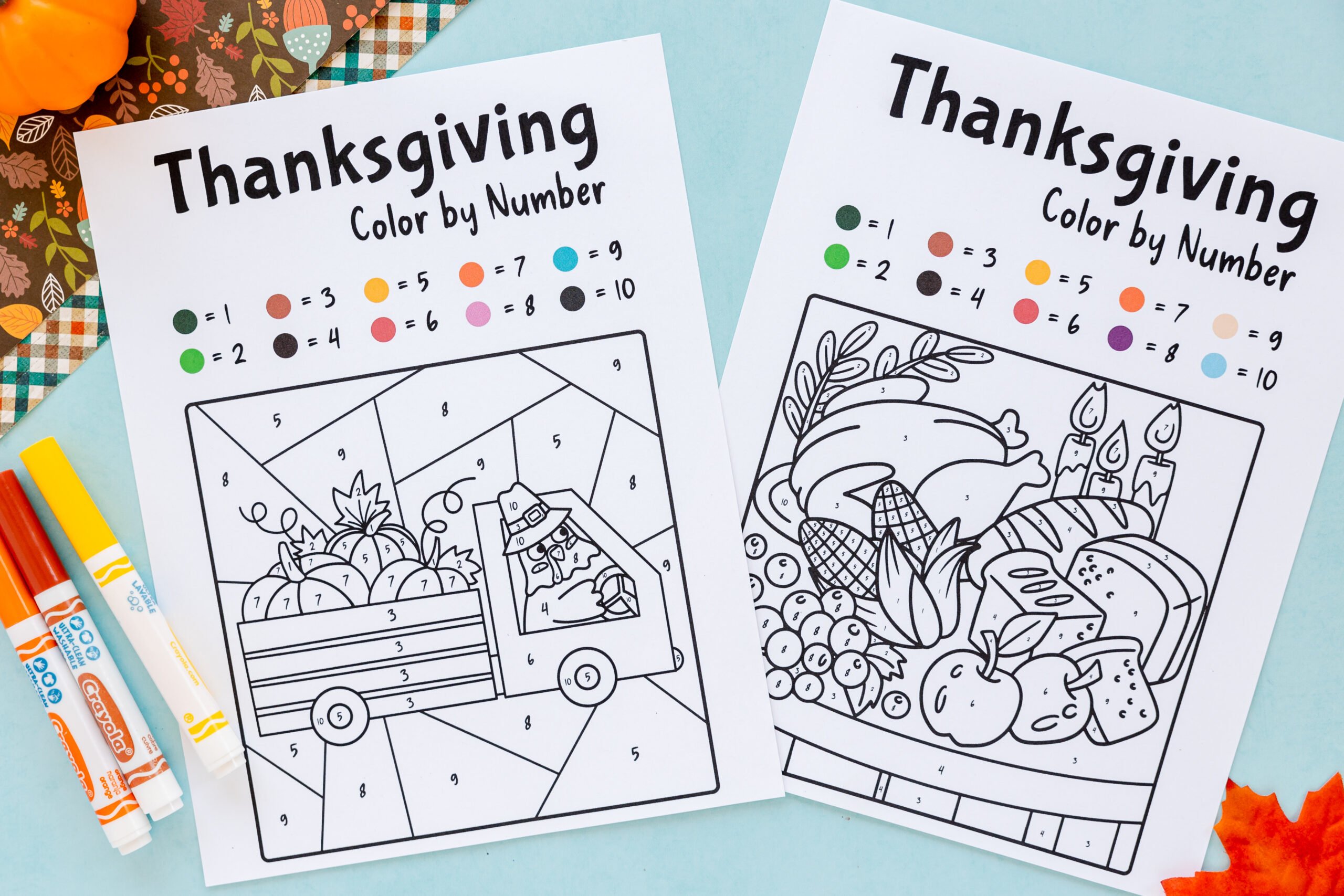 Free Thanksgiving Color by Number Pages - Play Party Plan