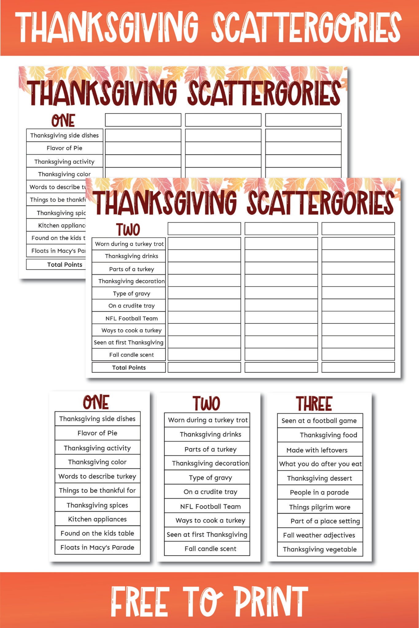 Free Printable Thanksgiving Scattergories Game - Play Party Plan