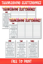 Free Printable Thanksgiving Scattergories Game - Play Party Plan