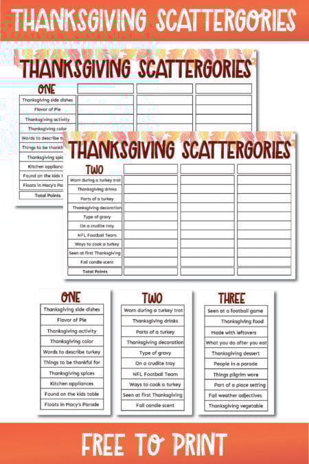 Free Printable Thanksgiving Scattergories Game - Play Party Plan