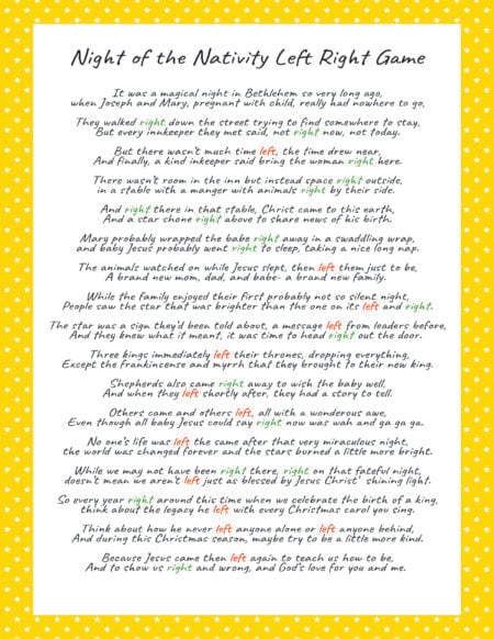 Fun Left Right Christmas Game (4 Printable Stories) - Play Party Plan