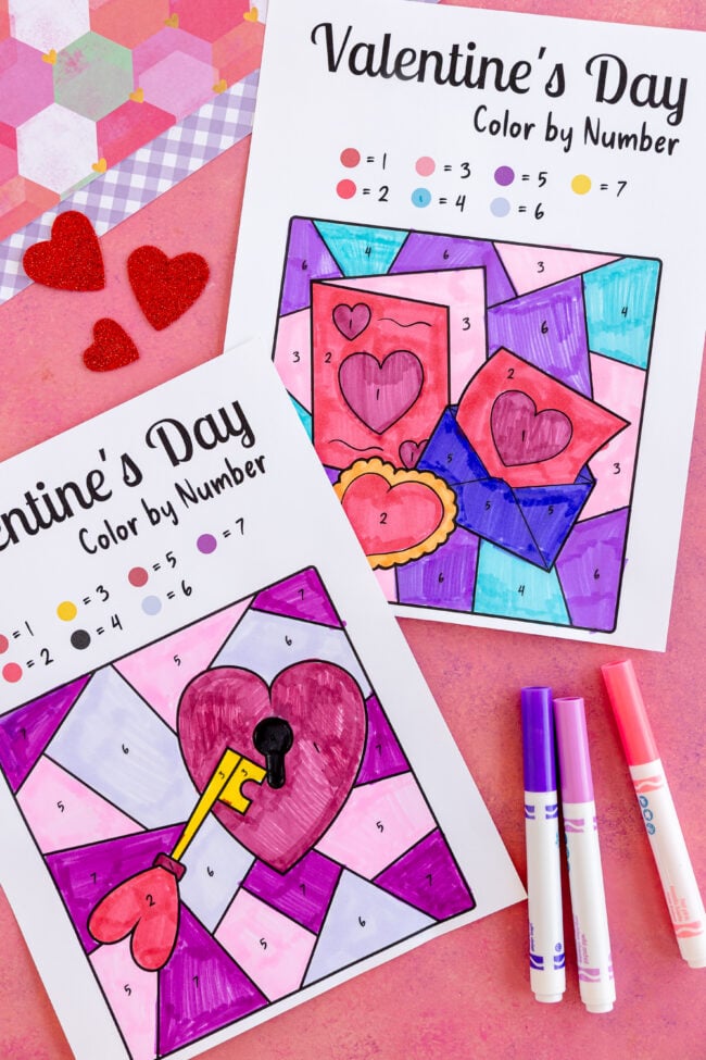 Free Valentine's Day Color by Number Pages - Play Party Plan