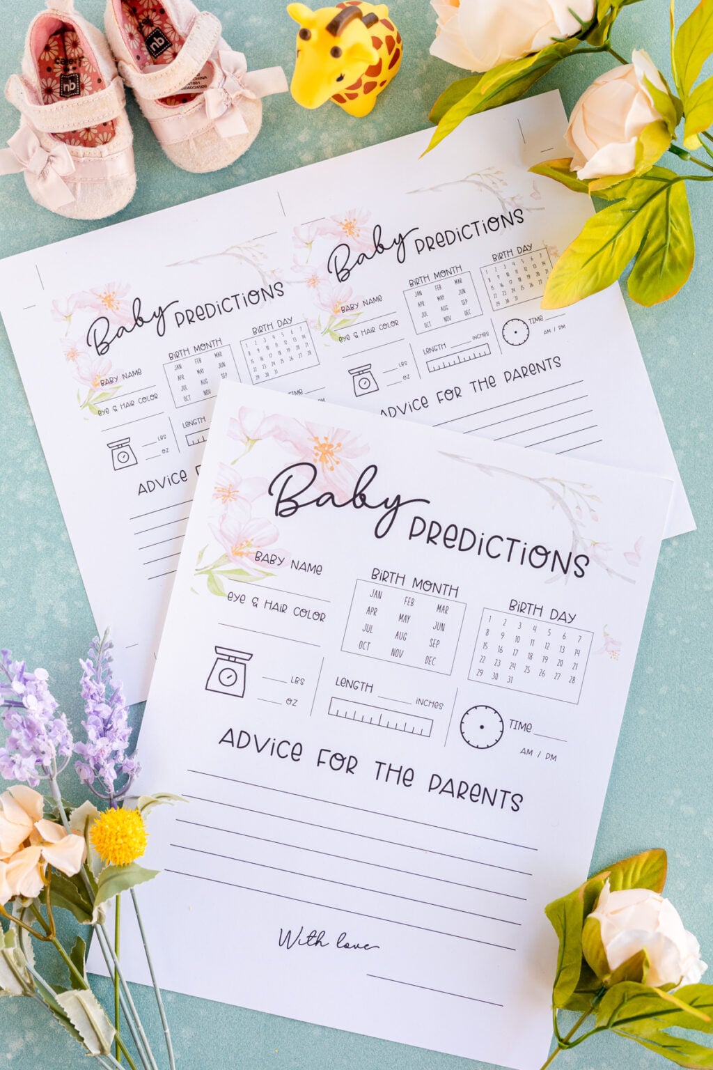 Free Printable Baby Shower Predictions & Advice Cards