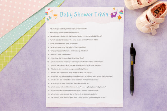 Free Printable Baby Shower Trivia Game - Play Party Plan