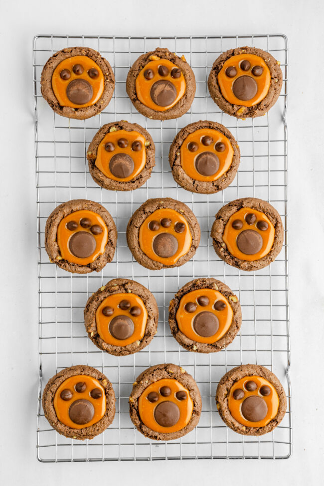 Chocolate Caramel Bear Paw Cookies - Play Party Plan