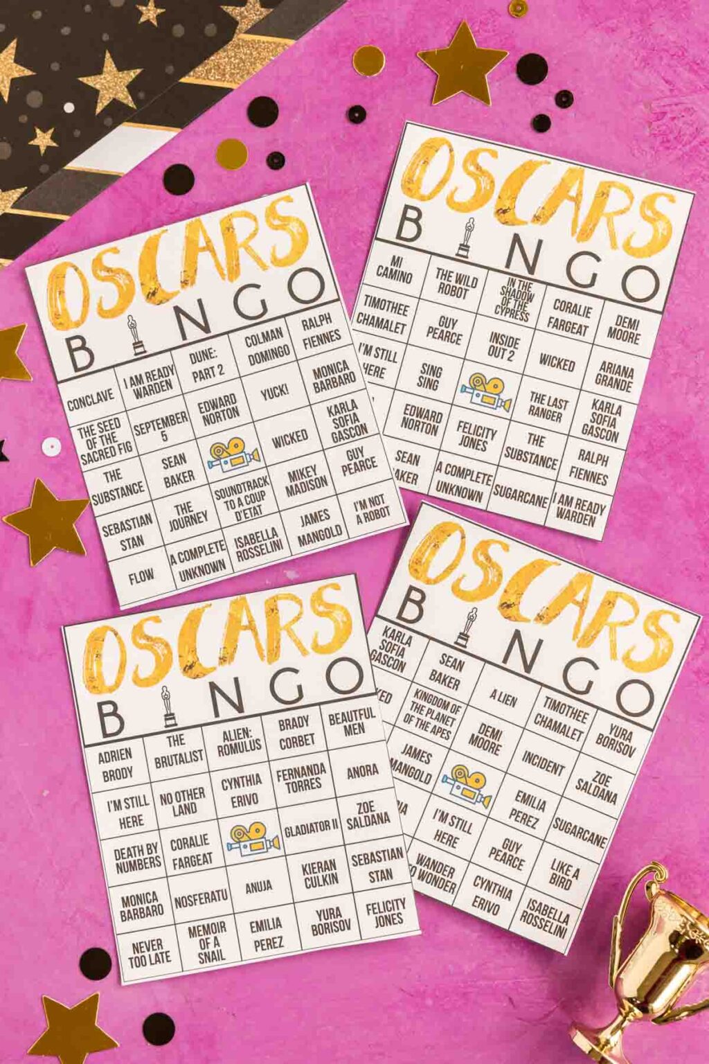 Free Printable 2025 Oscars Bingo Cards - Play Party Plan