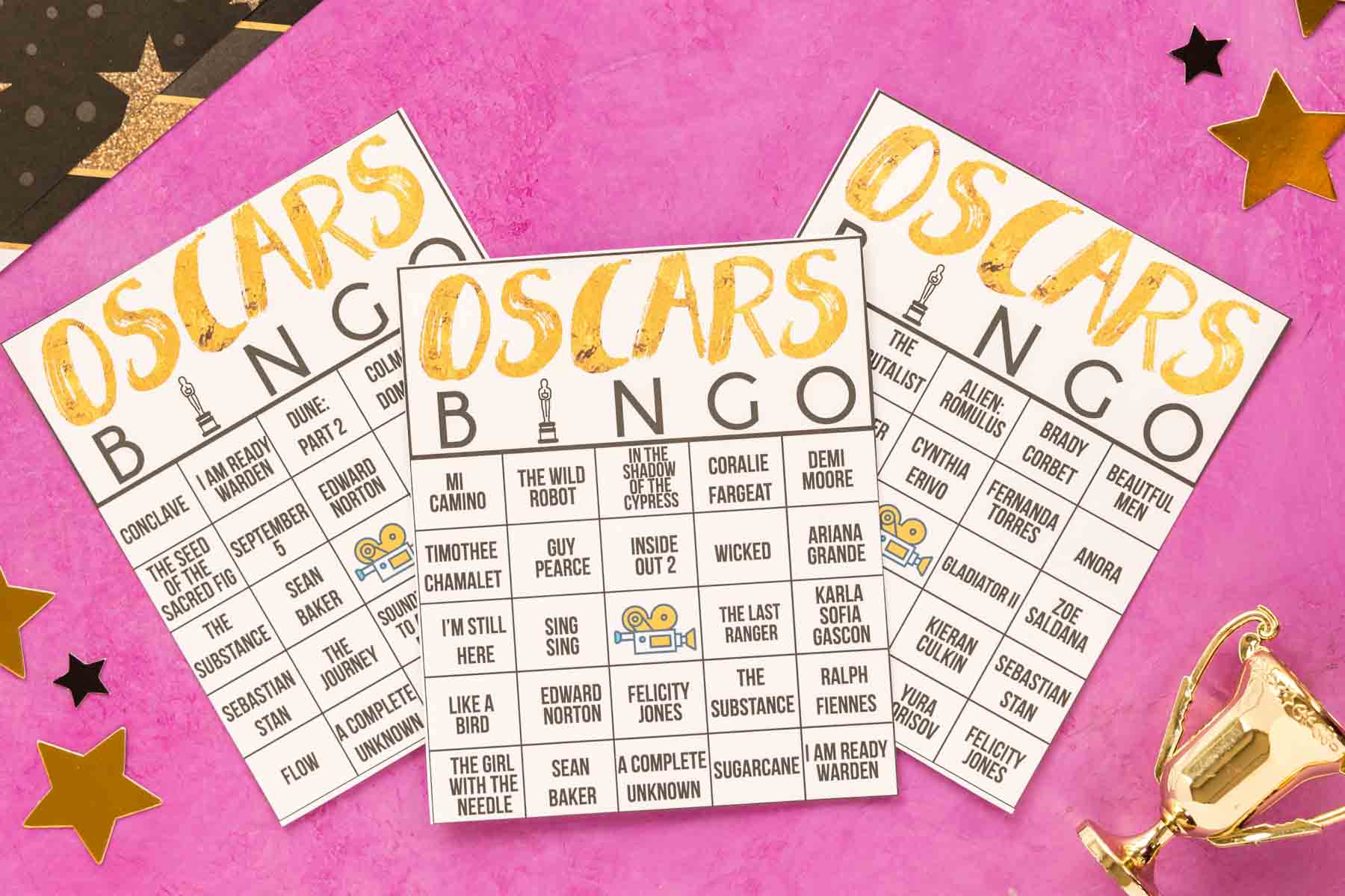 Free Printable 2025 Oscars Bingo Cards - Play Party Plan