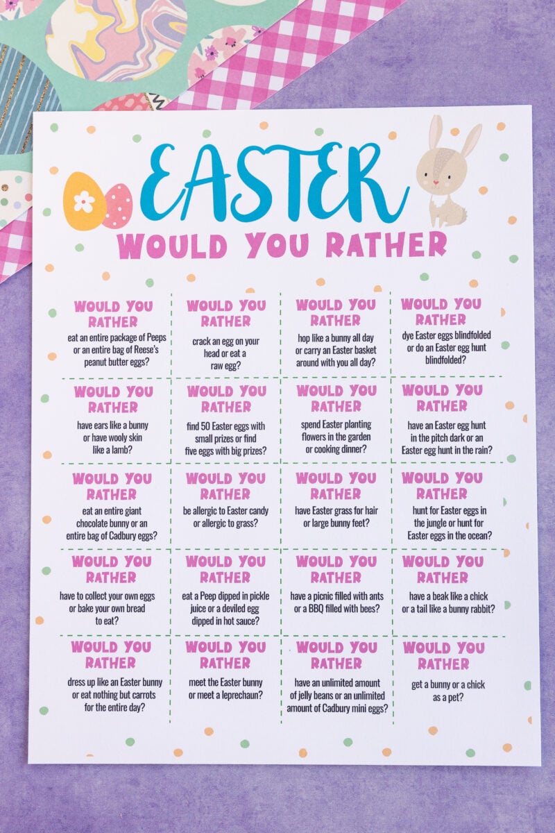 Easter Would You Rather Questions (Free Printable) - Play Party Plan