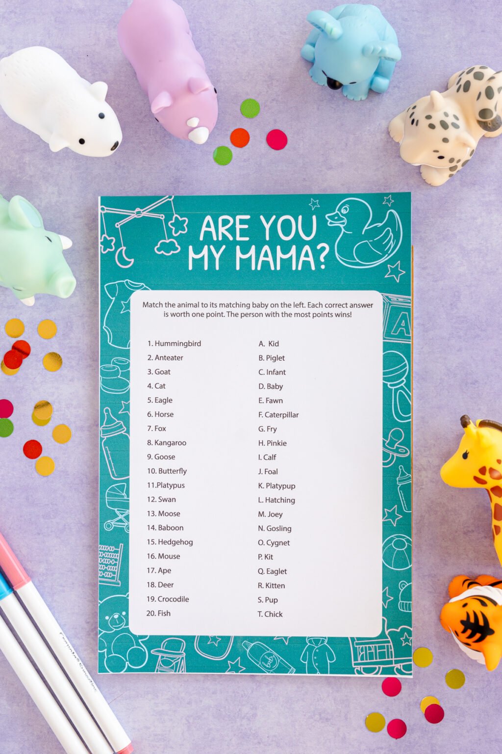 Free Printable Baby Animal Baby Shower Games - Play Party Plan