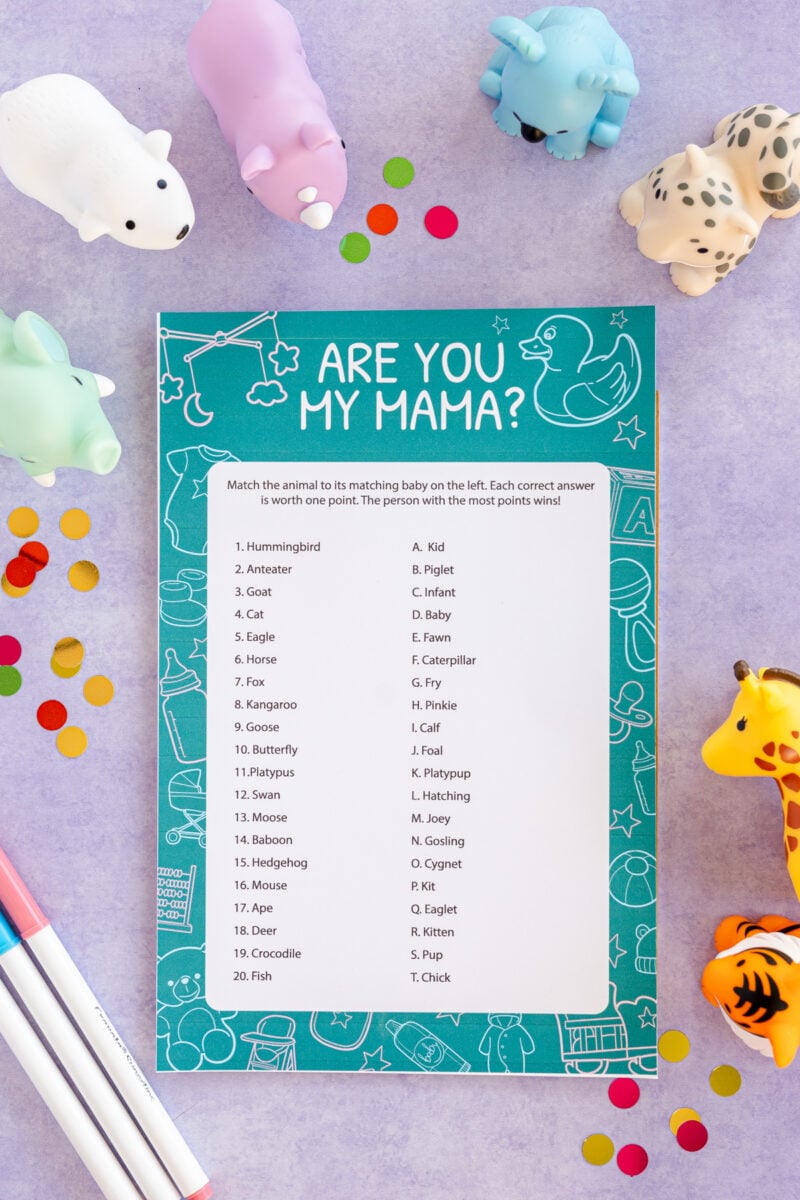 Free Printable Baby Animal Baby Shower Games - Play Party Plan