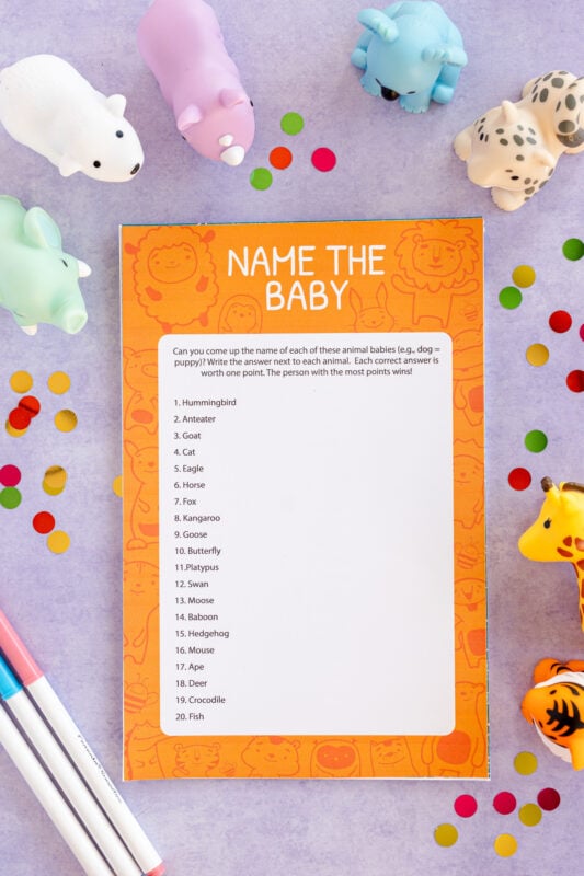 Free Printable Baby Animal Baby Shower Games - Play Party Plan