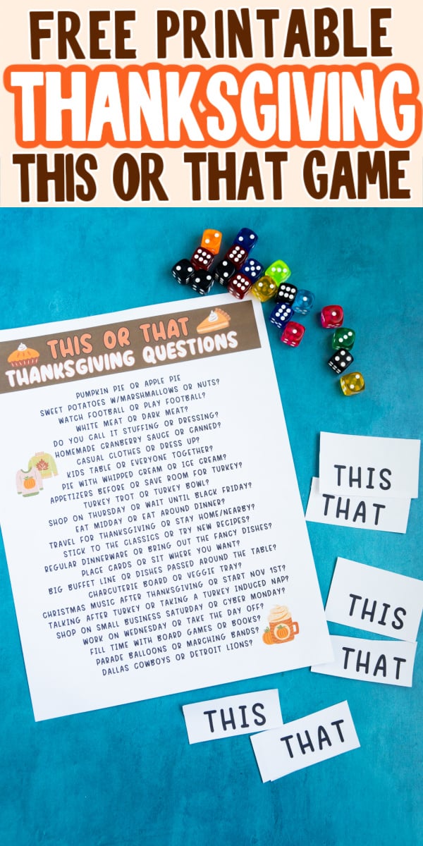 Thanksgiving This or That Questions Game (Free Printable)