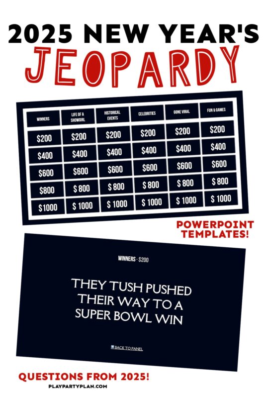Free Printable 2025 New Year's Eve Jeopardy Game